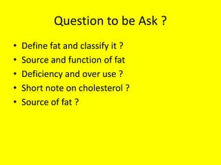 Fats Unit 3rd of nutrition | PPTX
