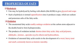 CLASSIFICATION AND PROPERTIES OF FATS AND THEIR FUNCTIONS | PPTX