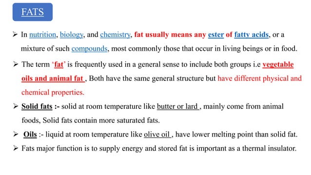 CLASSIFICATION AND PROPERTIES OF FATS AND THEIR FUNCTIONS | PPTX