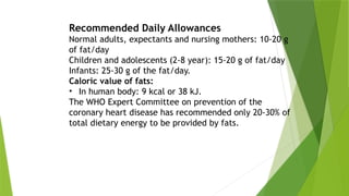 Dietary FATS ,Lipid ,Fatty Acid , Classification of fatty acid. | PPT