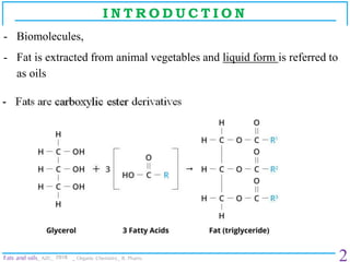 Fats and oils organic chemistry b. pharm. | PPTX