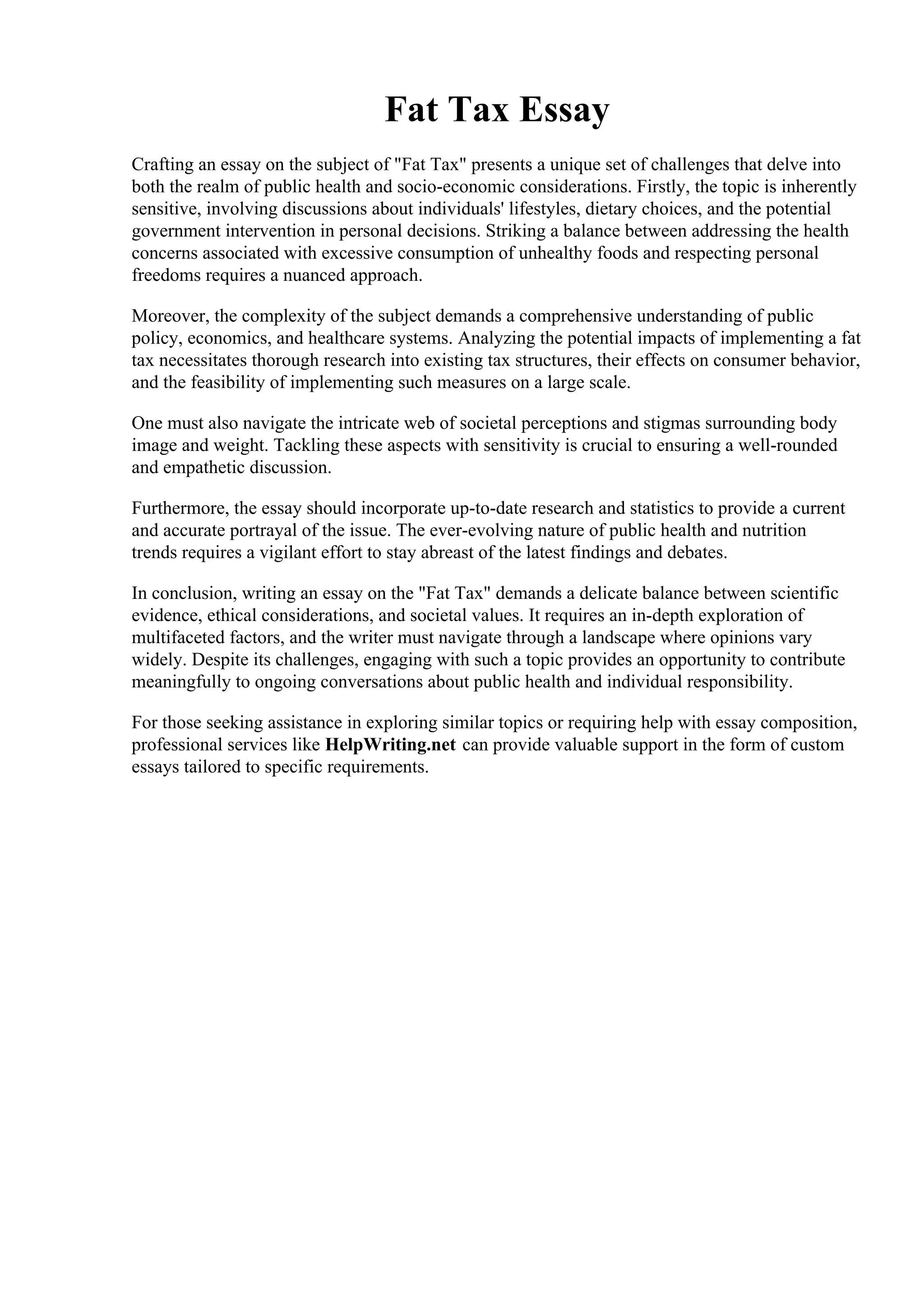 Fat Tax Essay | PDF