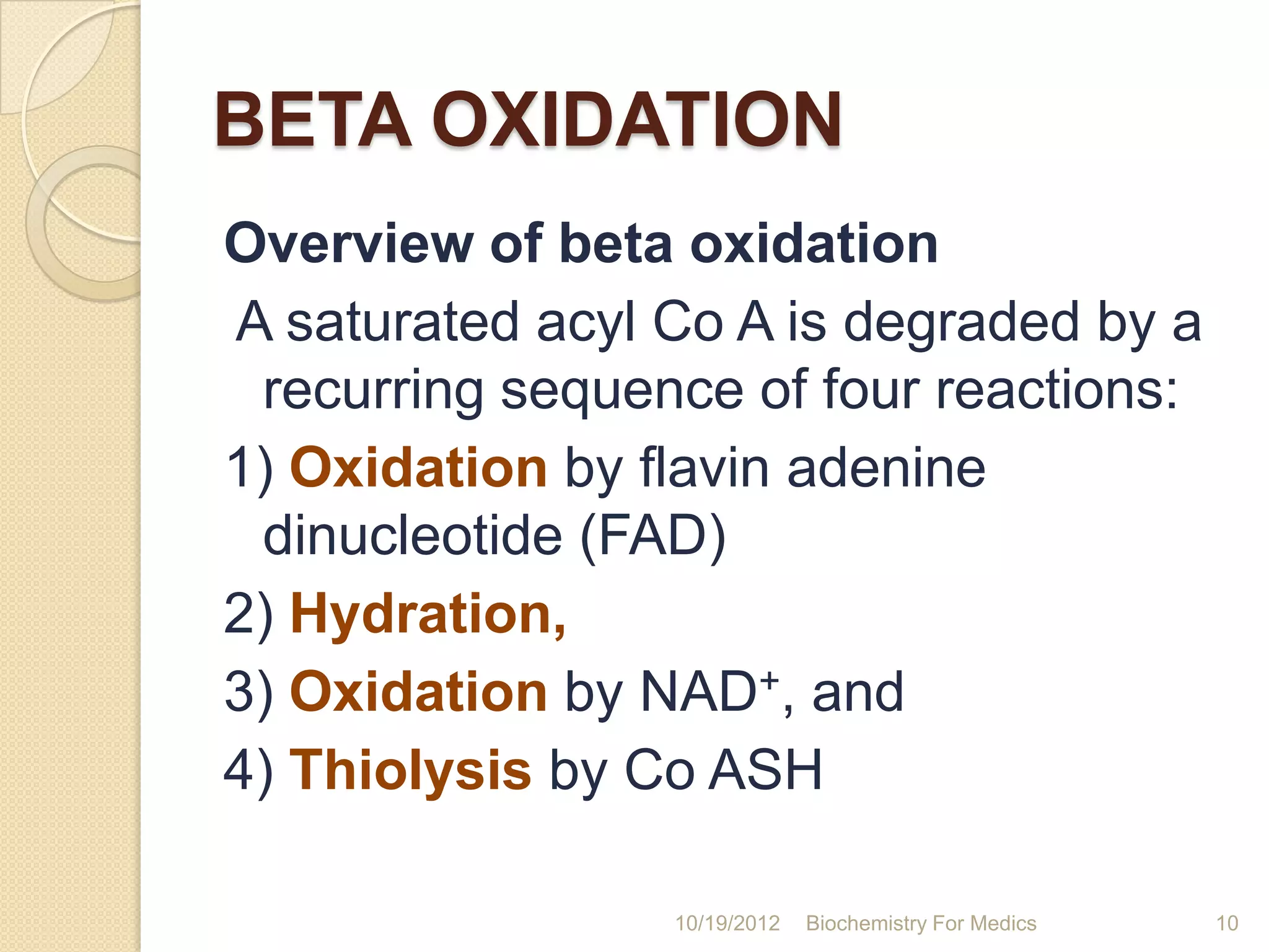 Fatty acid oxidation | PPTX