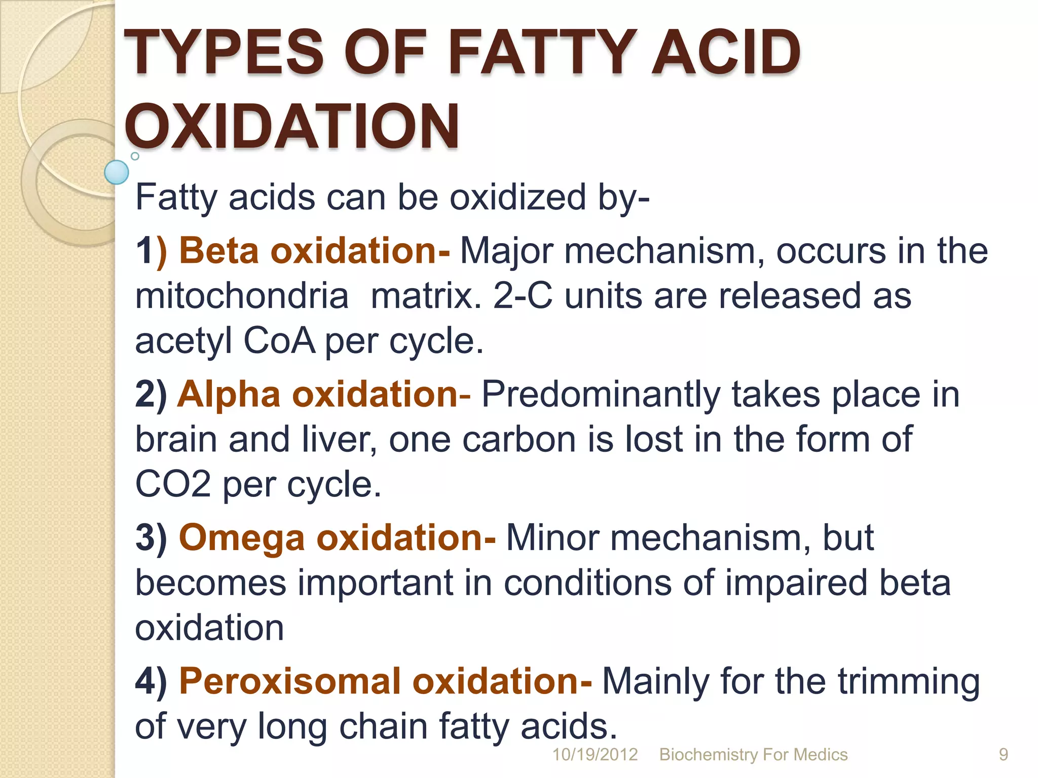 Fatty acid oxidation | PPTX
