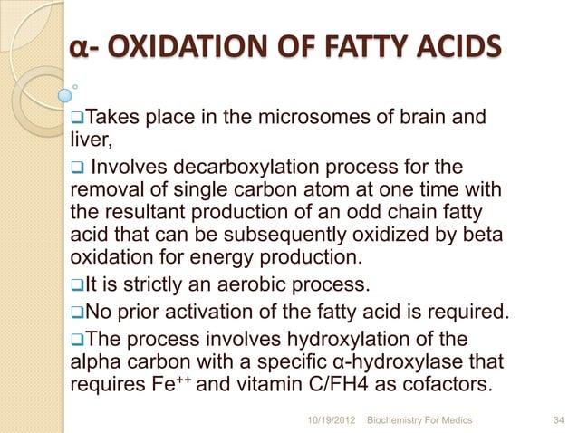 Fatty acid oxidation | PPTX | Chemistry | Science