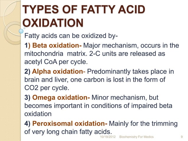 Fatty acid oxidation | PPTX | Chemistry | Science