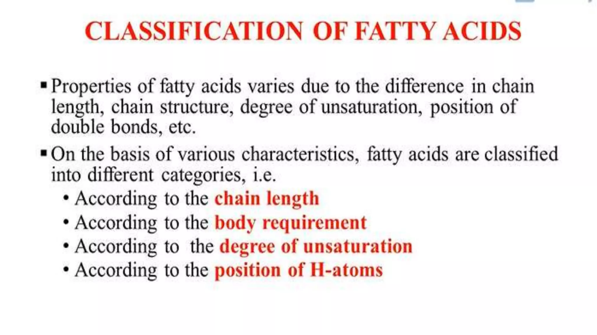 Fattyacids classification, structure and properties | PPTX | Chemistry ...