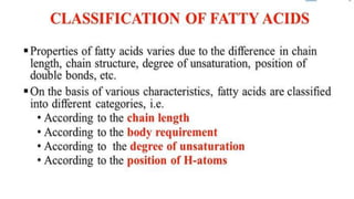 Fattyacids classification, structure and properties | PPTX