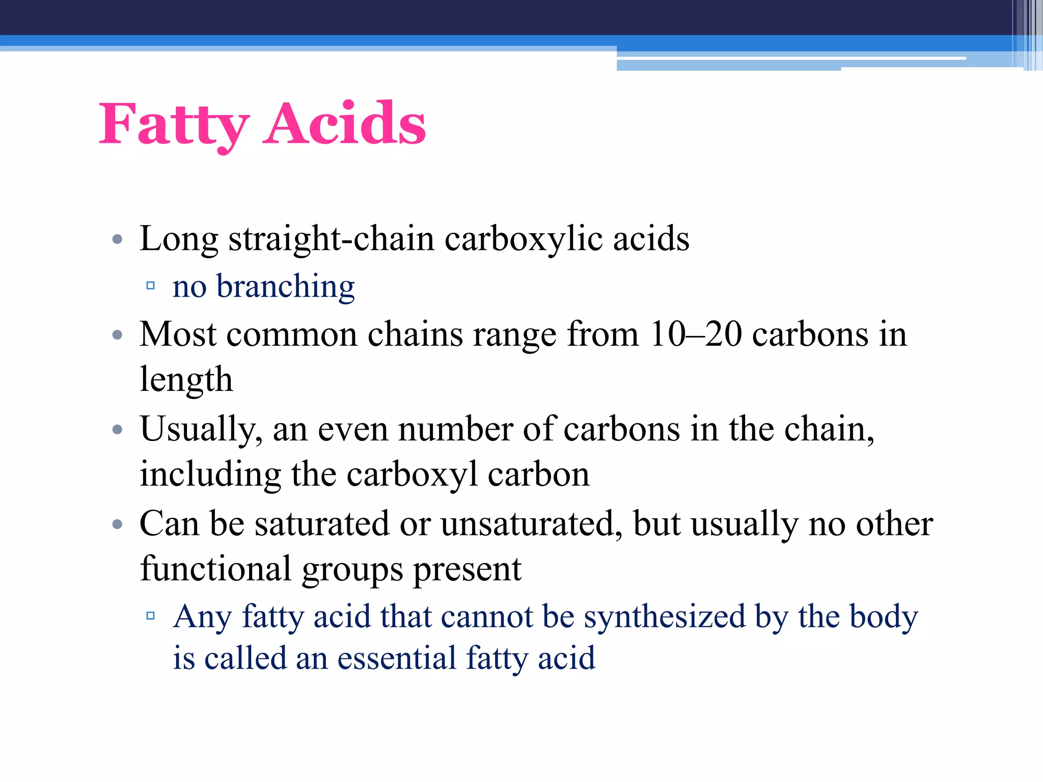 Fatty acids and triglycerides | PPTX