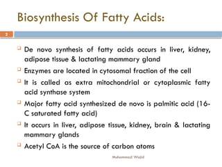 Fatty Acids Biosynthesis (2).pptx biochemistry | PPTX