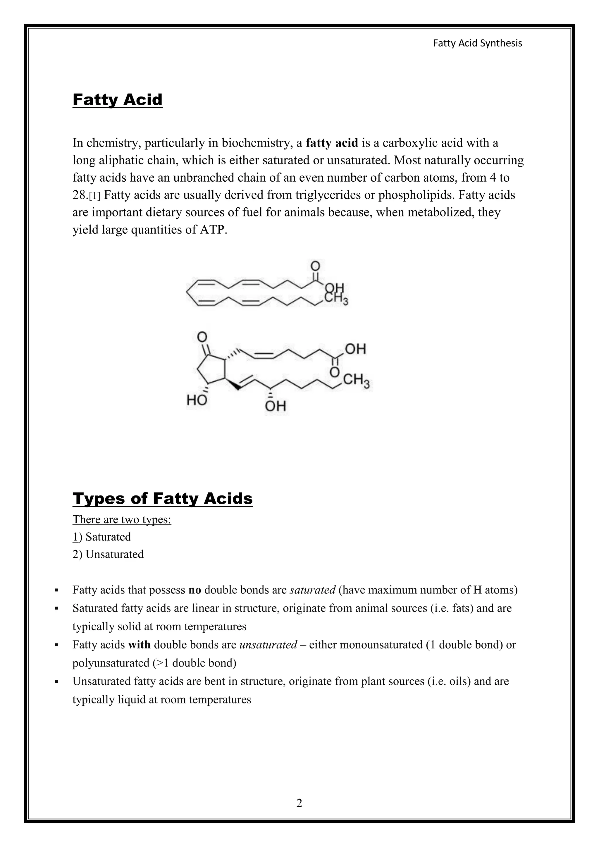 Fatty acid synthesis | PDF
