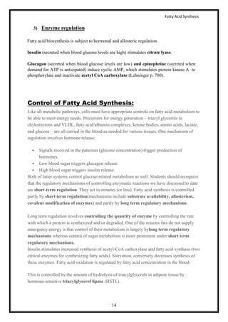 Fatty acid synthesis | PDF