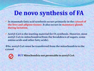 Fatty acid synthesis 2018 | PPTX