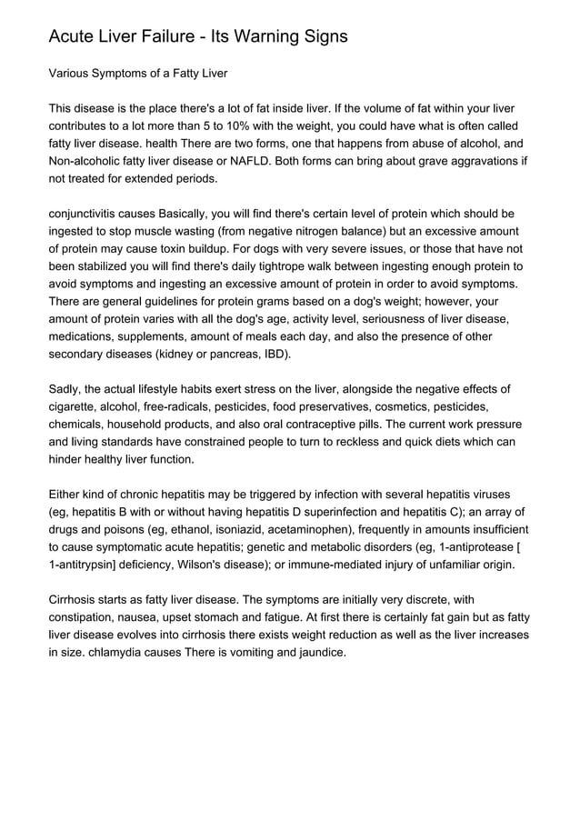 Acute Liver Failure - Its Warning Signs | PDF