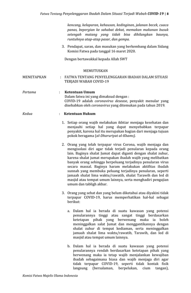Fatwa MUI Nomor 14 Tahun 2020 | PDF