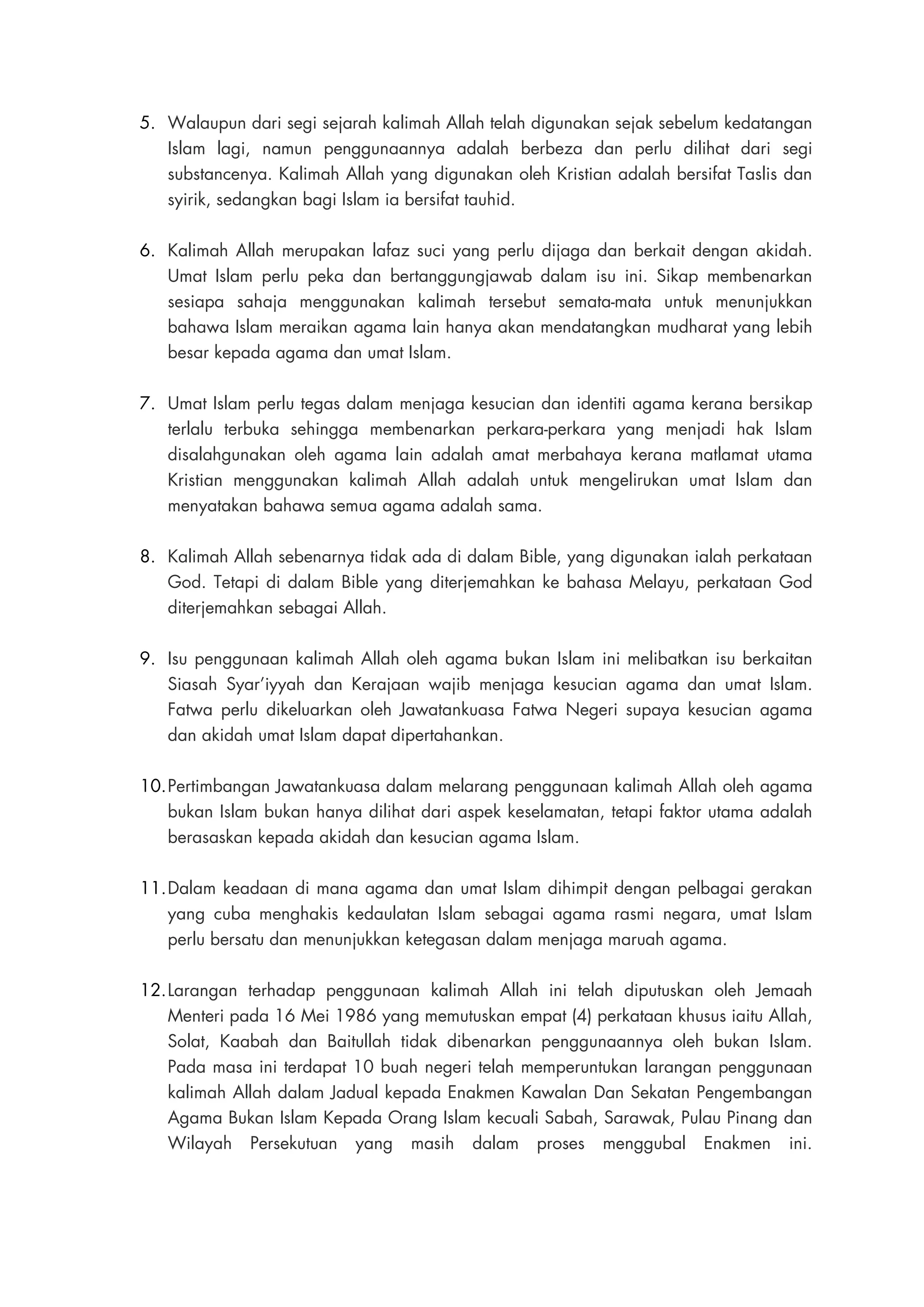 Fatwa Berkaitan Penggunaan Kalimah Allah | PDF