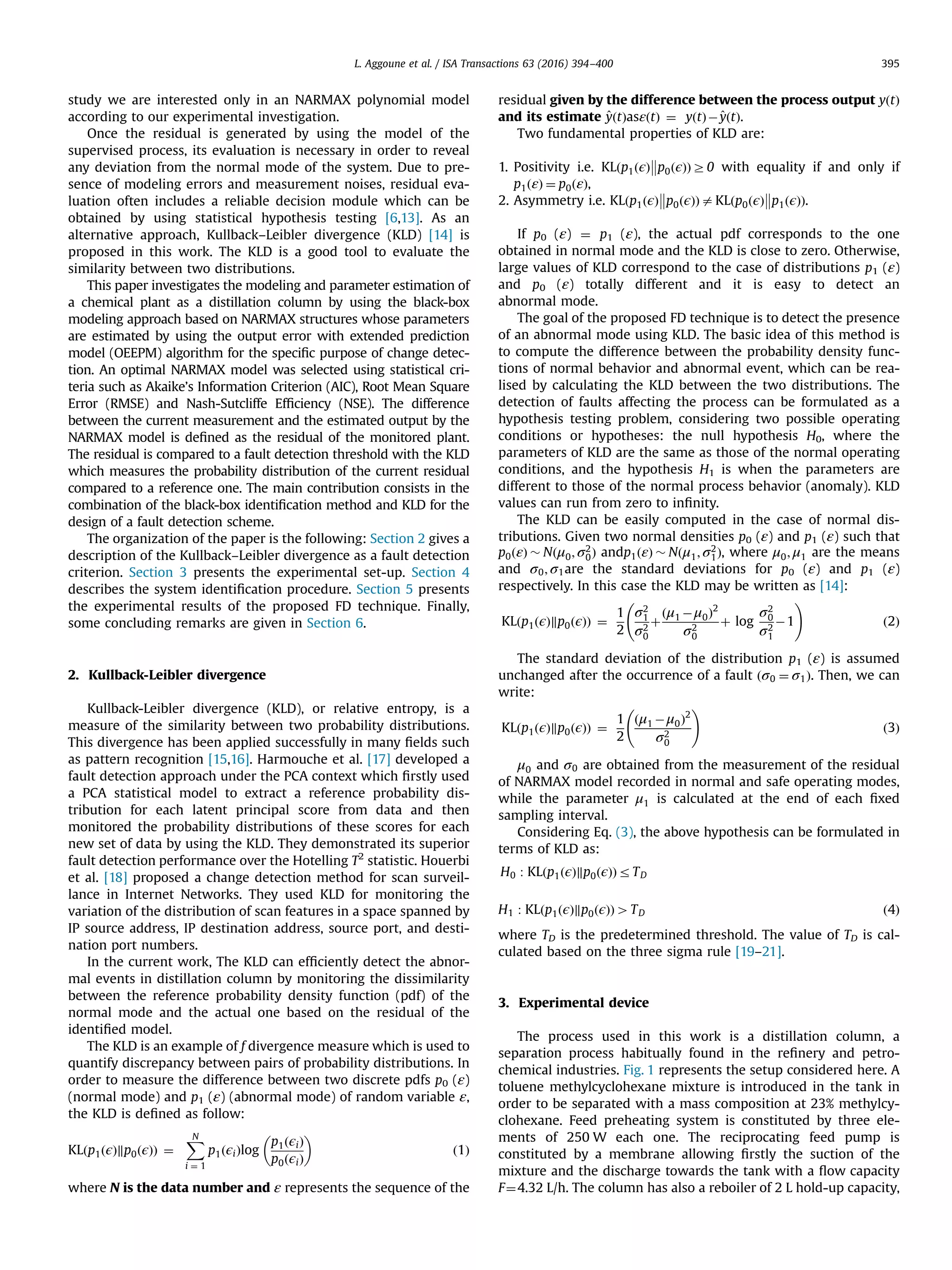 Distillation Column Process Fault Detection in the Chemical Industries | PDF
