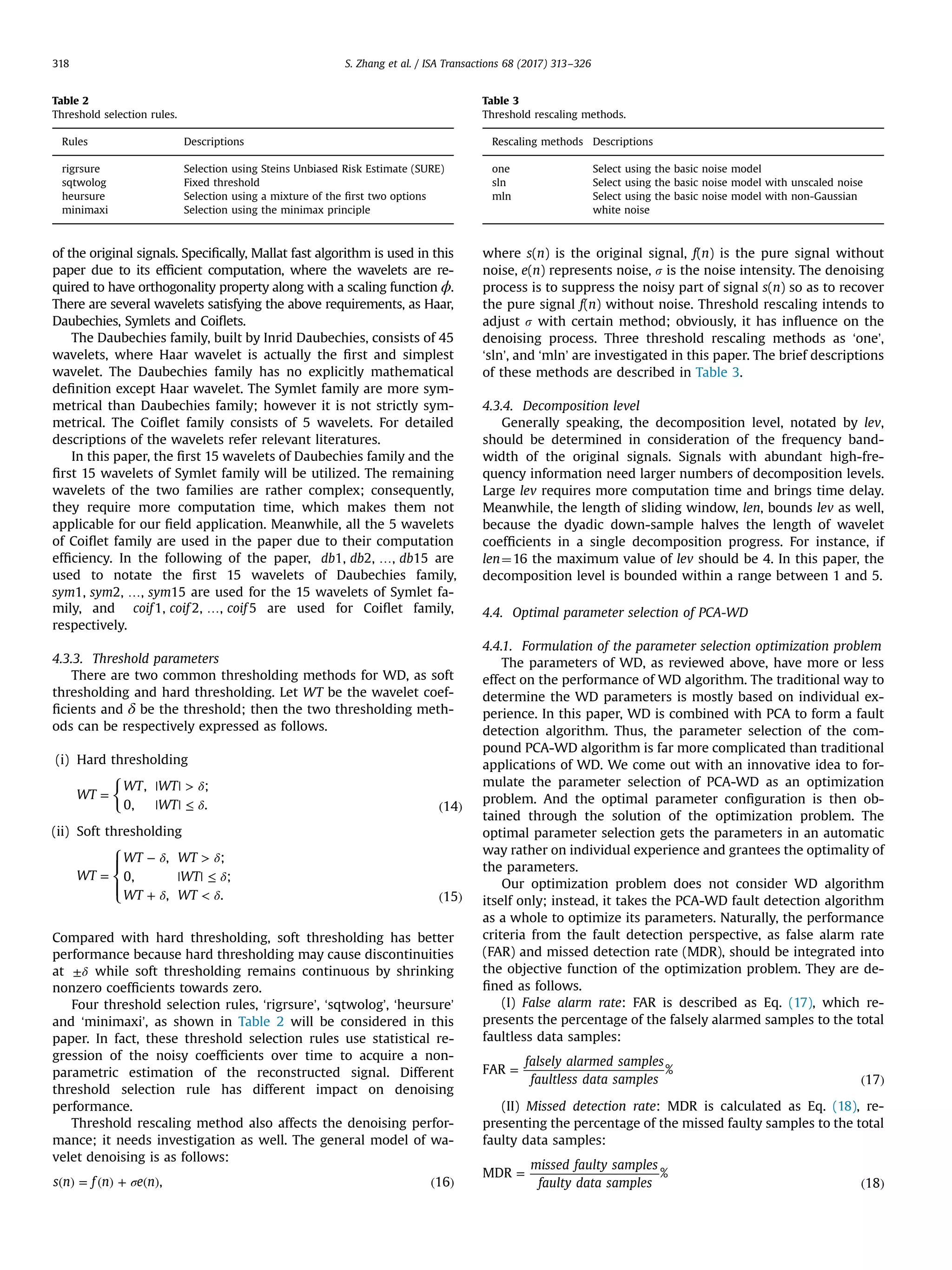 Fault detection of feed water treatment process using PCA-WD with parameter optimization | PDF