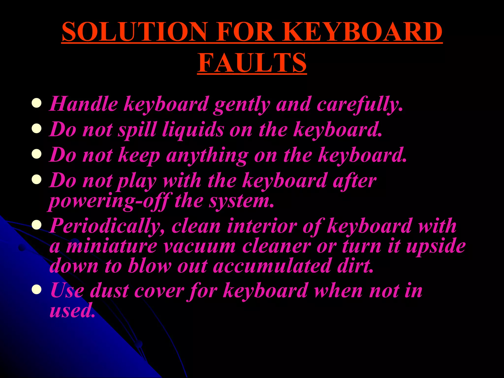 Fault related to various peripherals | PPT | Computer Peripherals | Computing