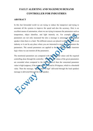 Fault alerting and maximum demand controller for industries | DOC