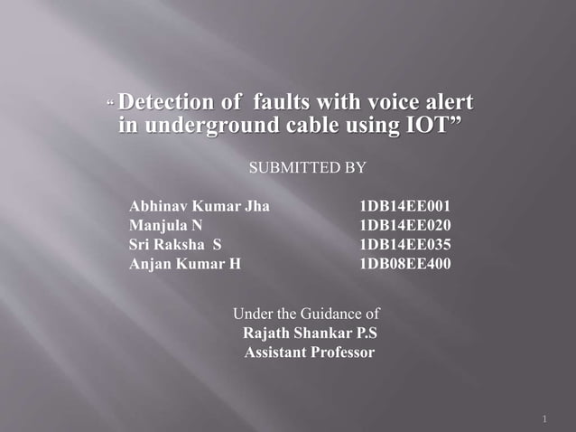 Fault detection using iot PRESENTATION | PPTX