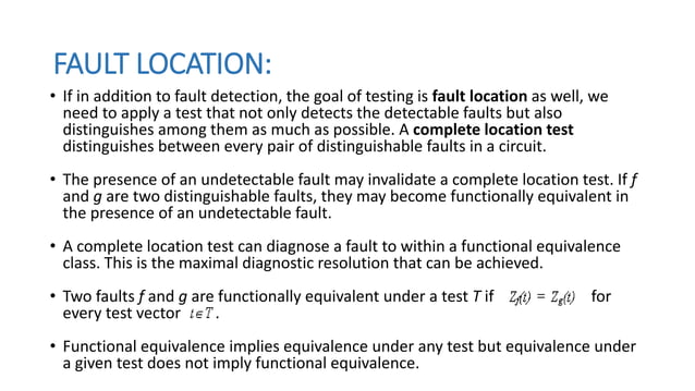 Fault equivalence and fault location | PPTX | Computing | Technology & Computing