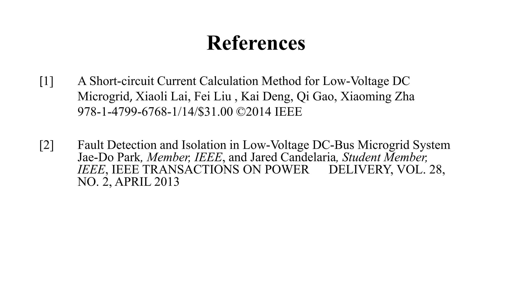 Fault Detection And Isolation In Low Voltage Dc Bus Microgrid System Ppt