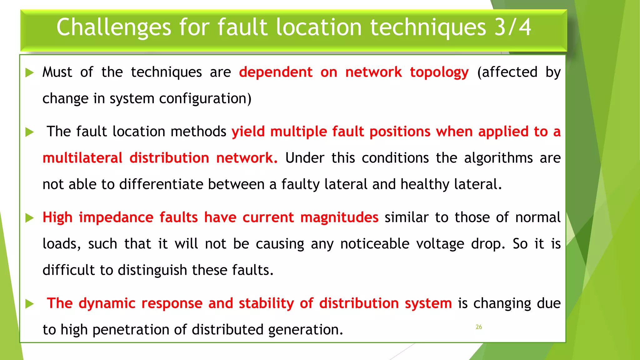 Fault location techniques in smart distribution system | PPT