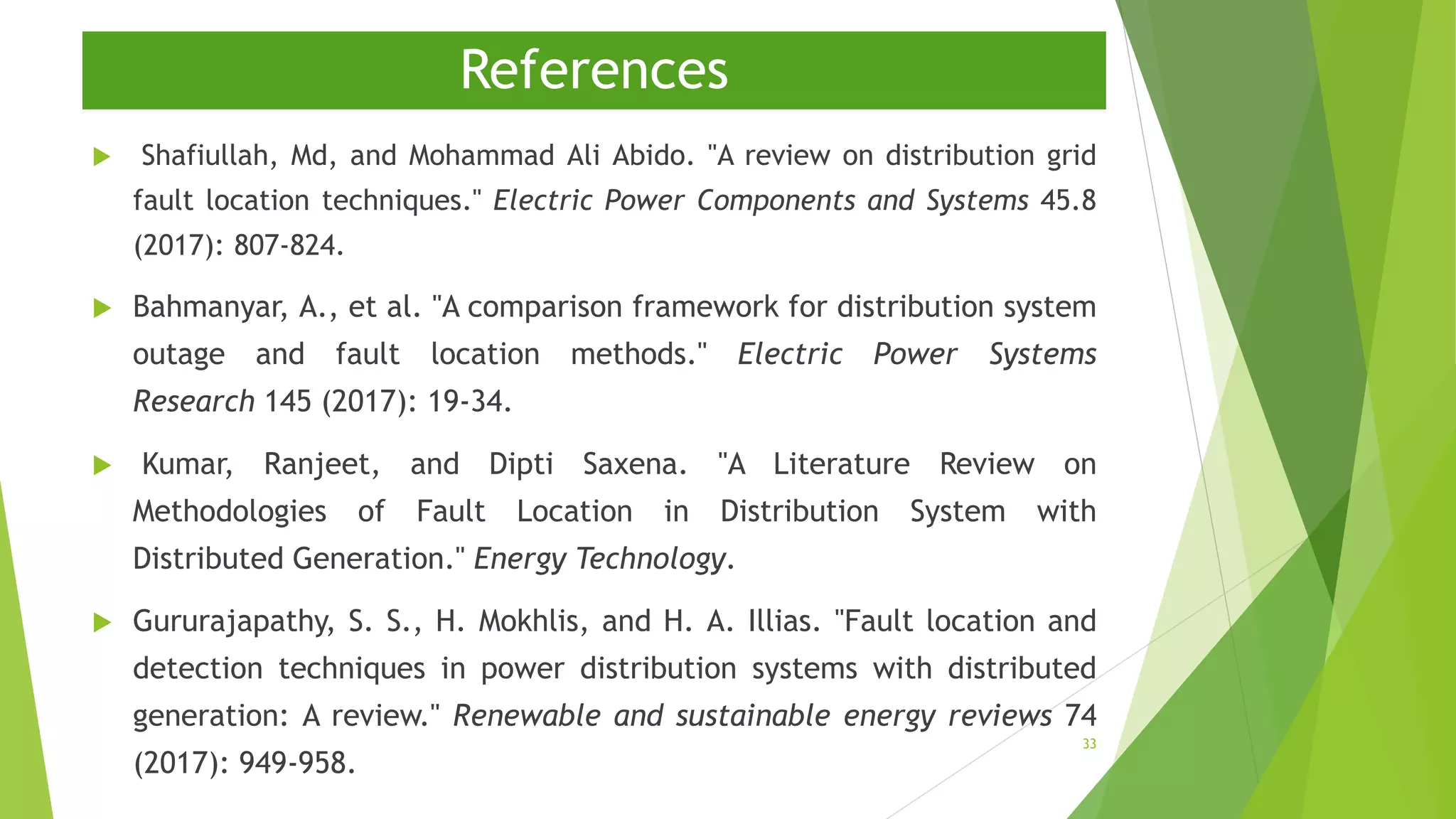 Fault Location Techniques In Smart Distribution System Ppt