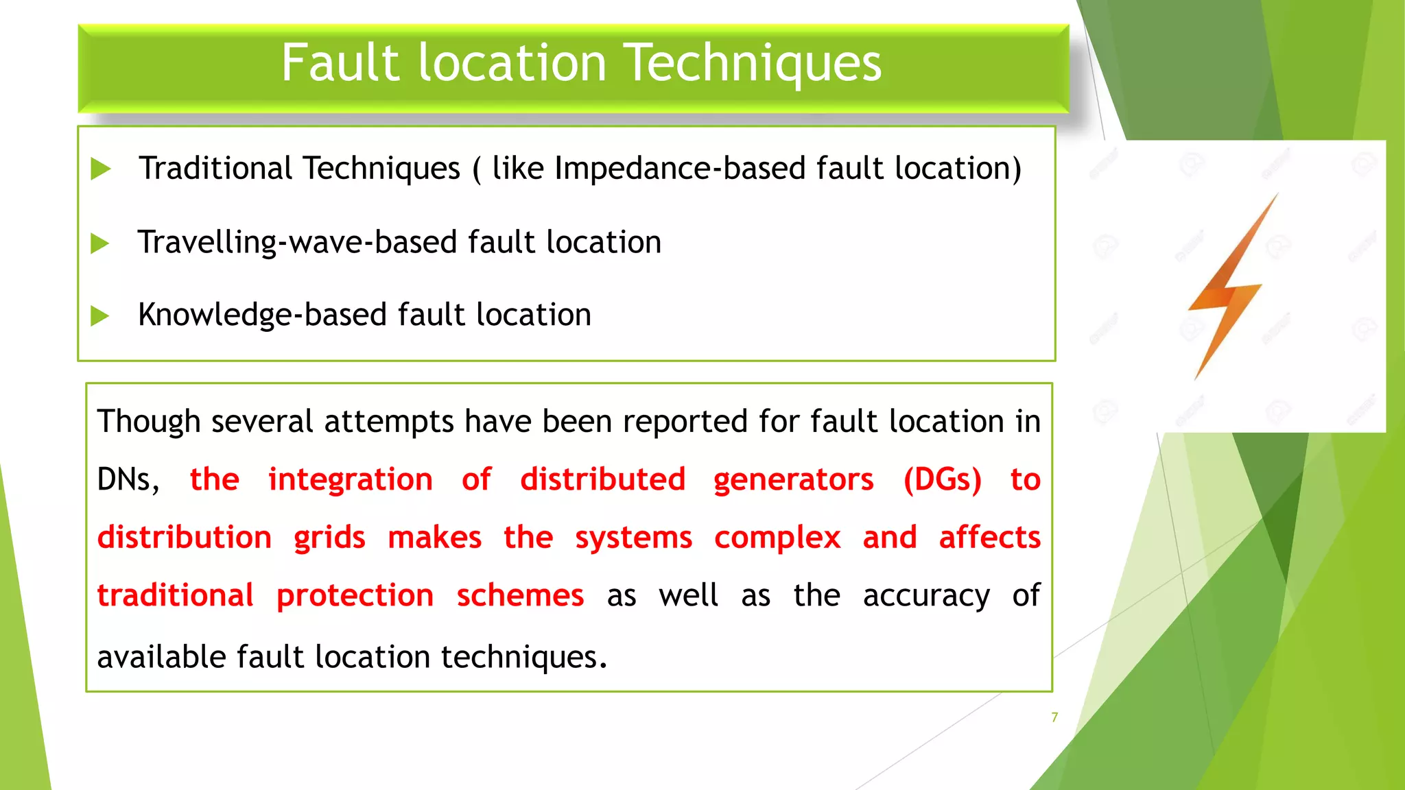 Fault location techniques in smart distribution system | PPT