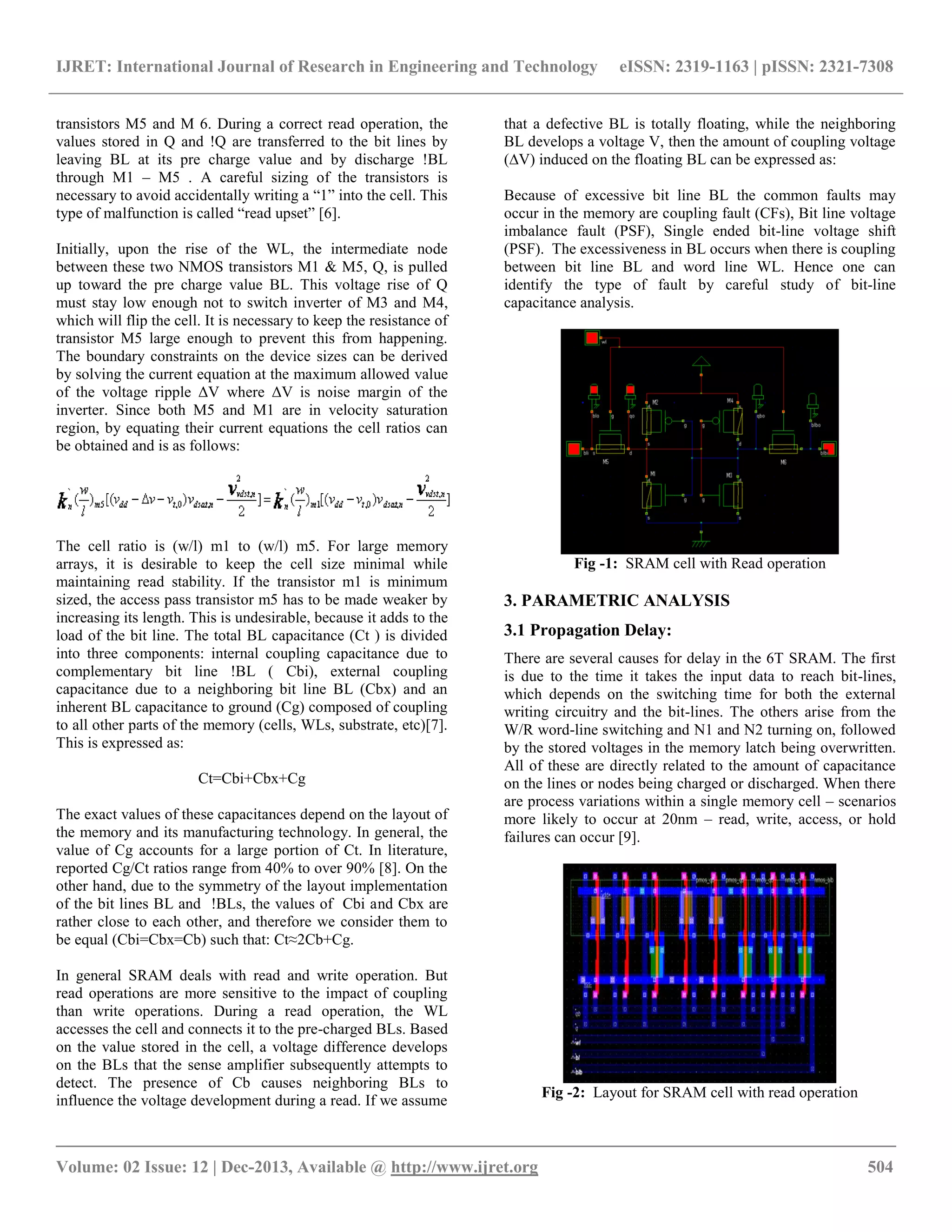 Fault model analysis by parasitic extraction method for embedded sram | PDF
