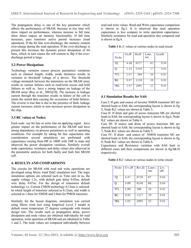 Fault model analysis by parasitic extraction method for embedded sram | PDF