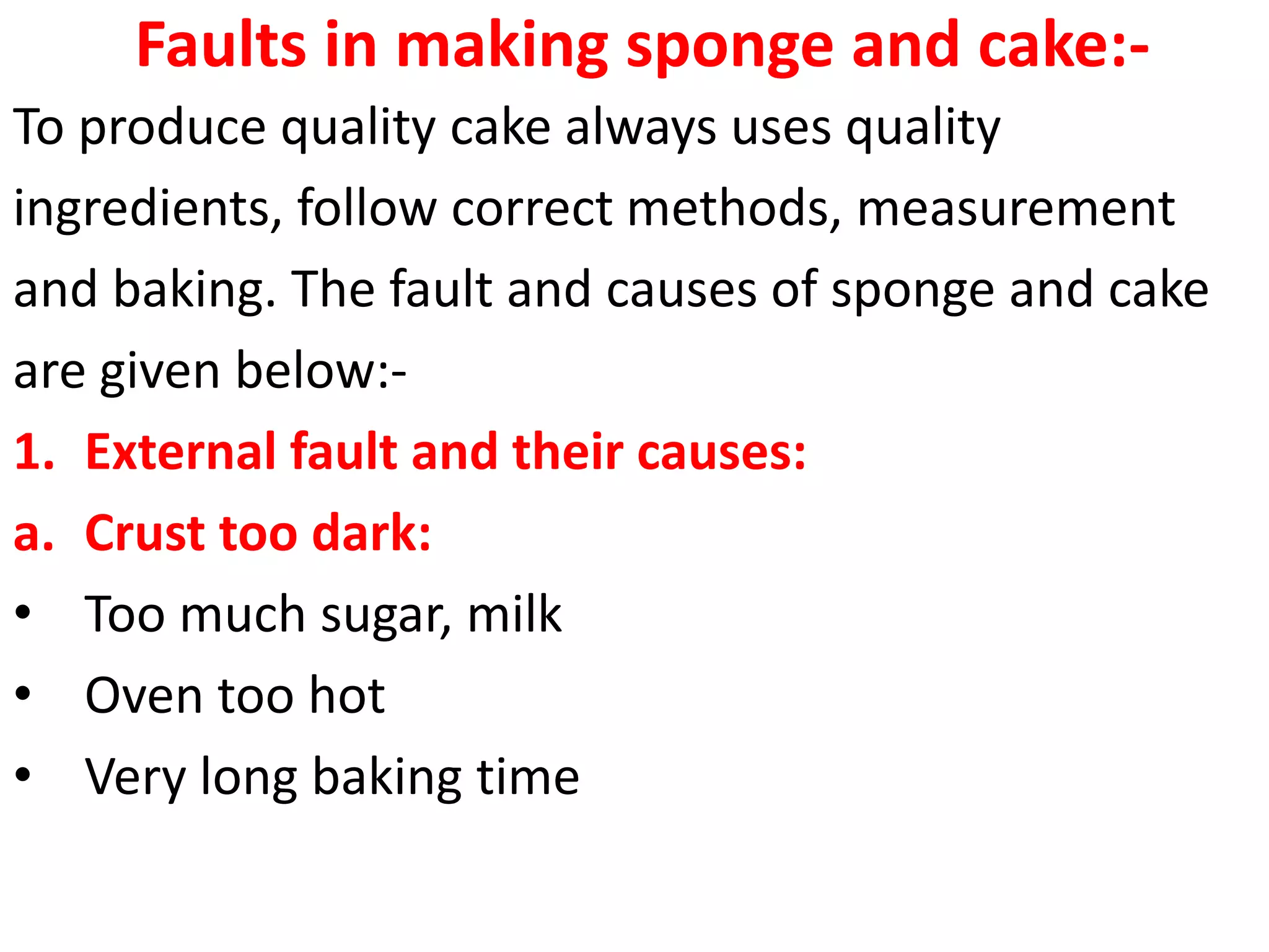 Faults in making sponge and cakes | PPT
