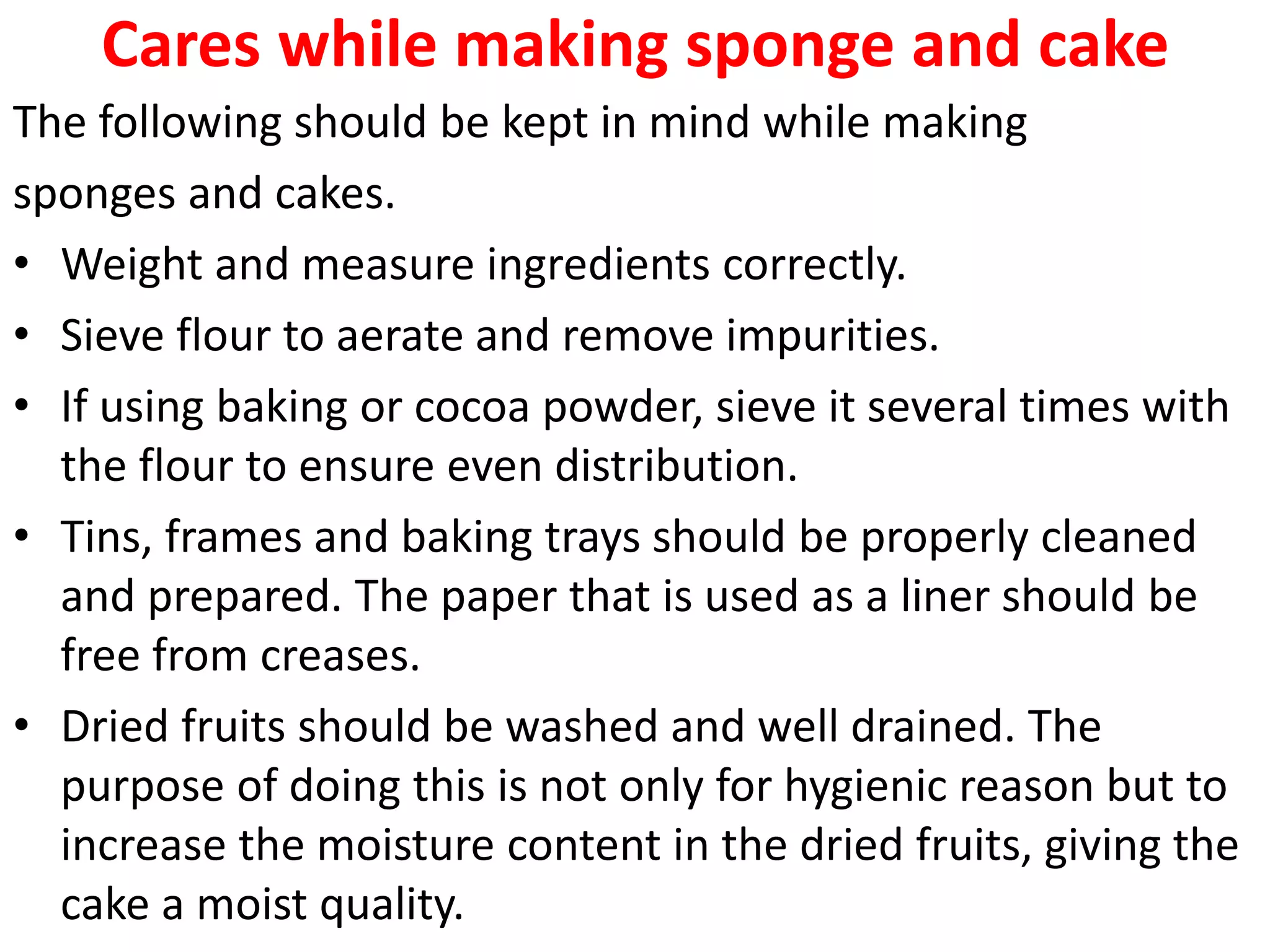 Faults in making sponge and cakes | PPT