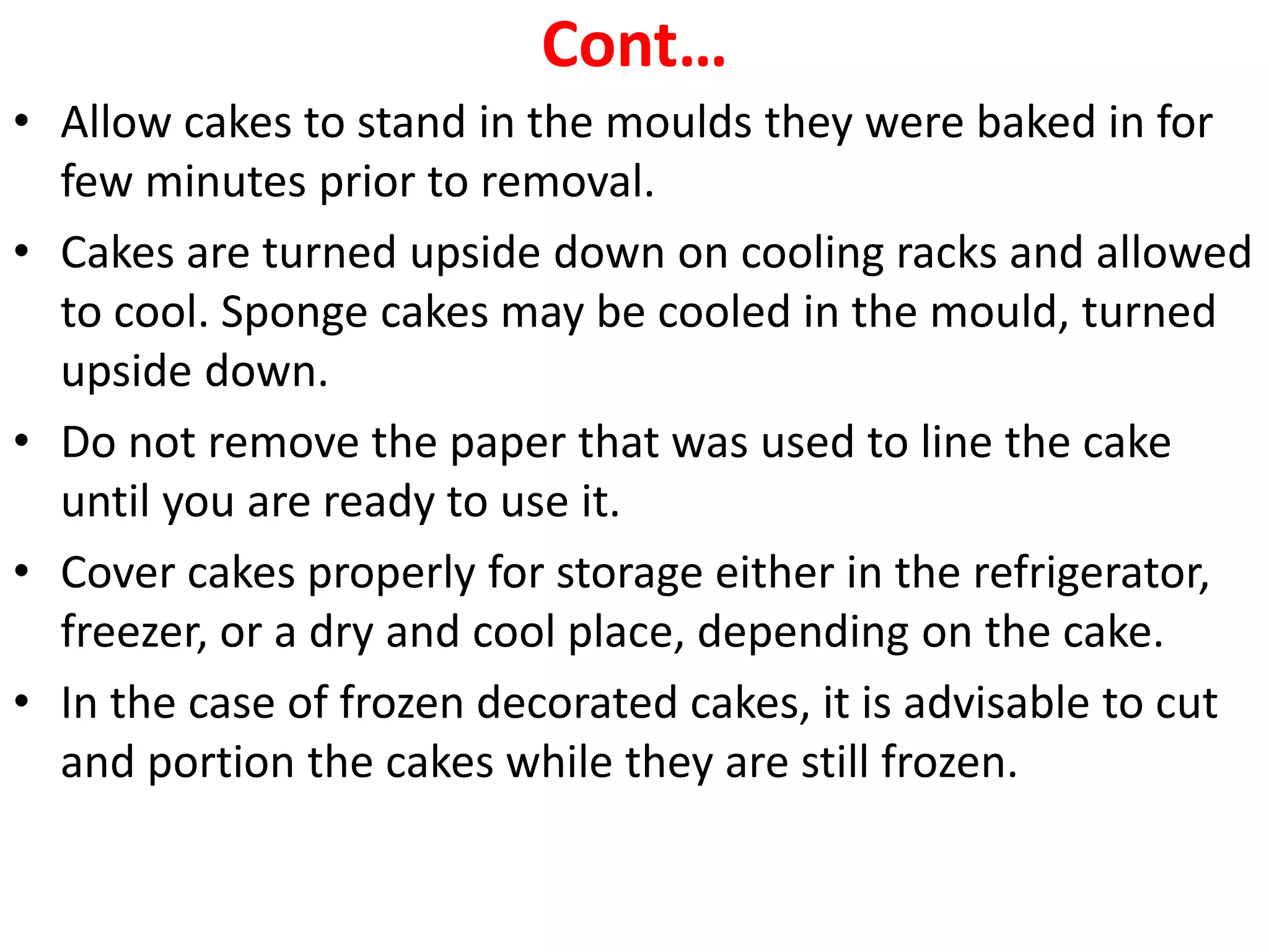 Faults in making sponge and cakes | PPT