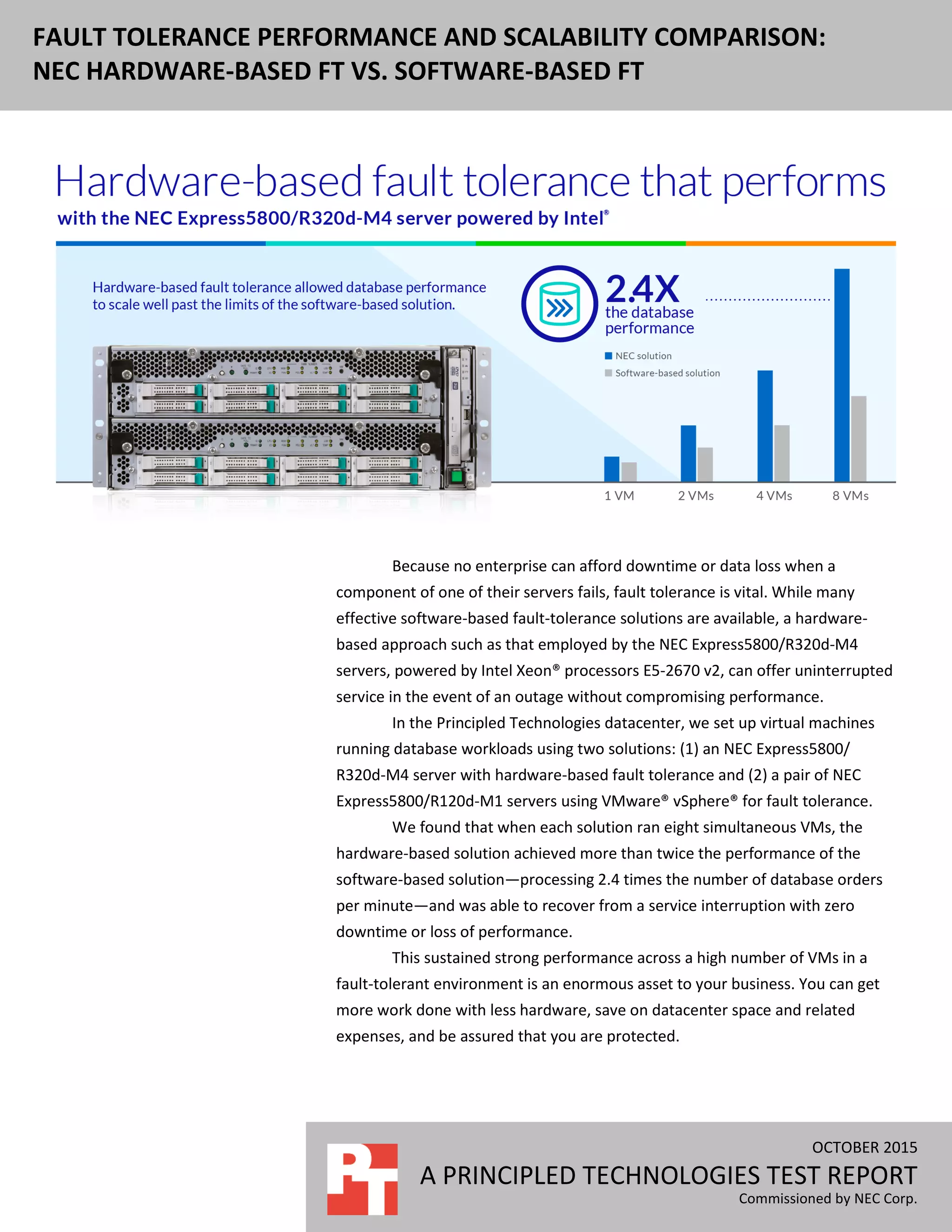 Fault tolerance performance and scalability comparison: NEC hardware-based FT vs. software-based ...