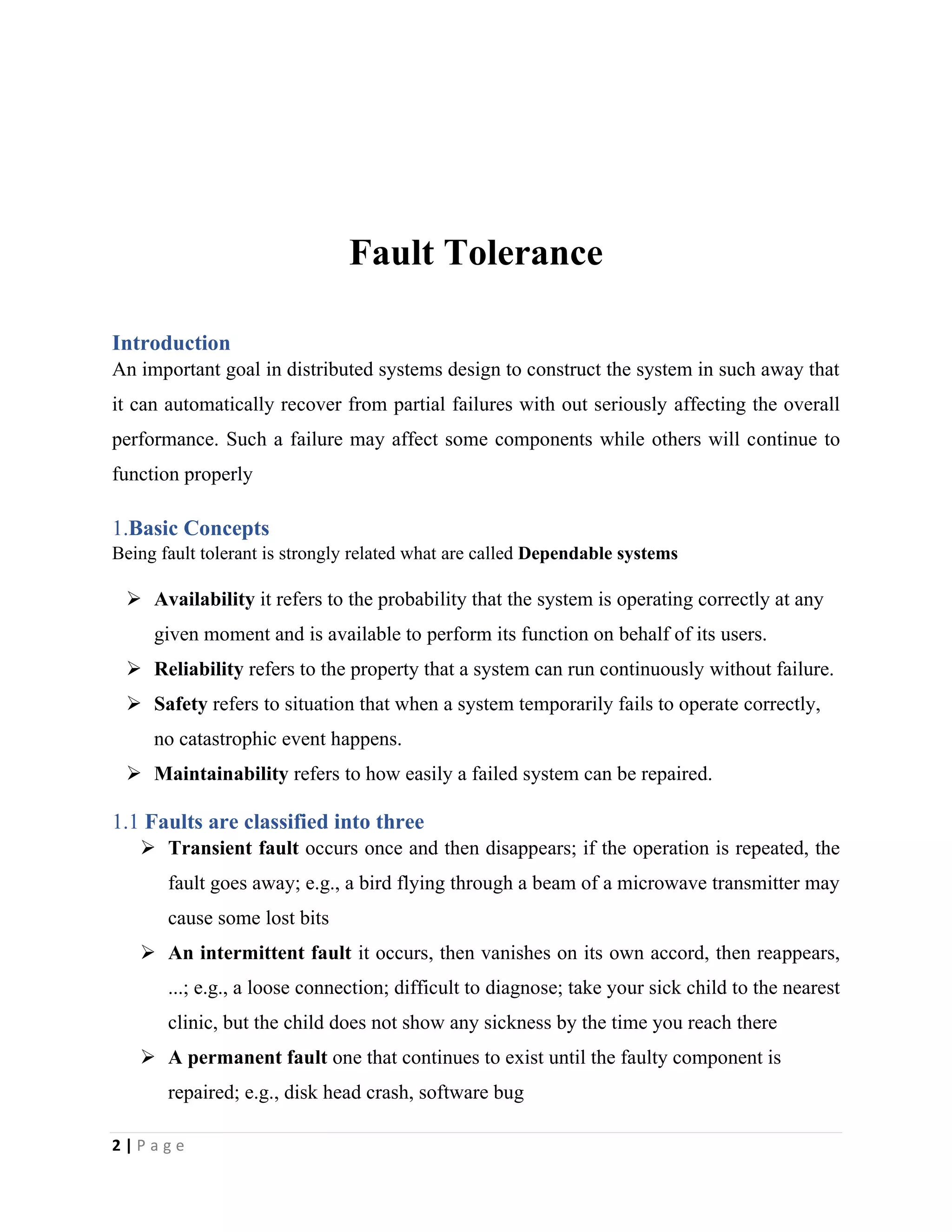 Fault tolerance review by tsegabrehan zerihun | PDF