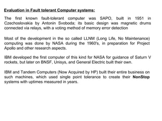 Fault Tolerance System | PPT | Operating Systems | Computer Software and Applications