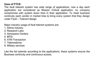 Fault Tolerance System | PPT | Operating Systems | Computer Software and Applications