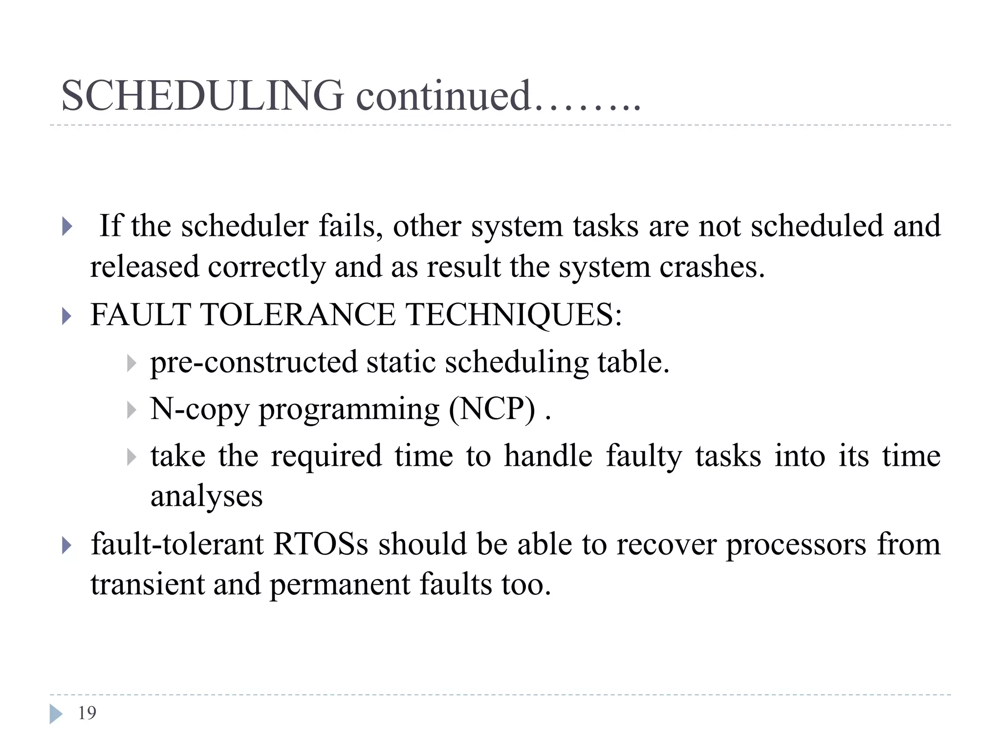 Fault tolerance techniques for real time operating system | PPTX