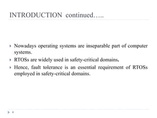 Fault tolerance techniques for real time operating system | PPTX