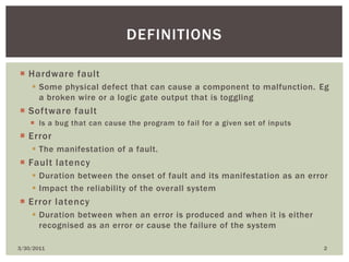 Fault tolerance techniques tsp | PPT