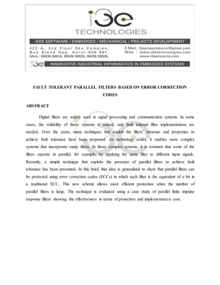 Fault tolerant parallel filters based on error correction codes | DOCX