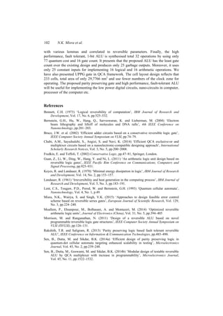 Approach to design a high performance fault-tolerant reversible ALU | PDF
