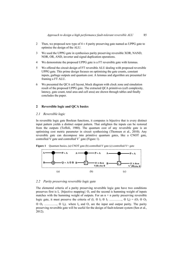 Approach to design a high performance fault-tolerant reversible ALU | PDF