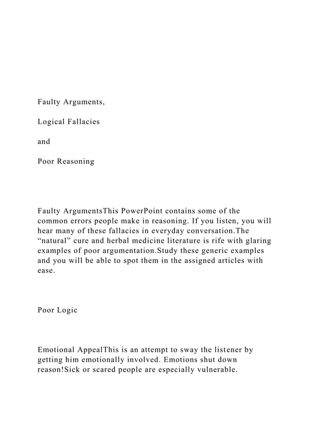 Faulty Arguments,Logical Fallacies and Poor Re.docx
