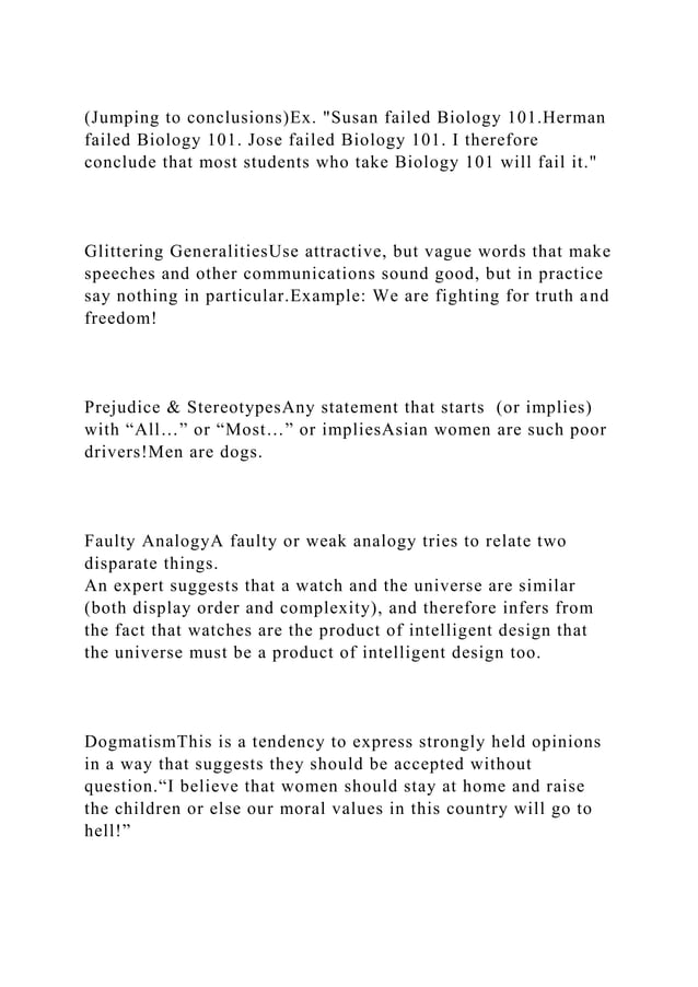 Faulty Arguments,Logical Fallacies and Poor Re.docx