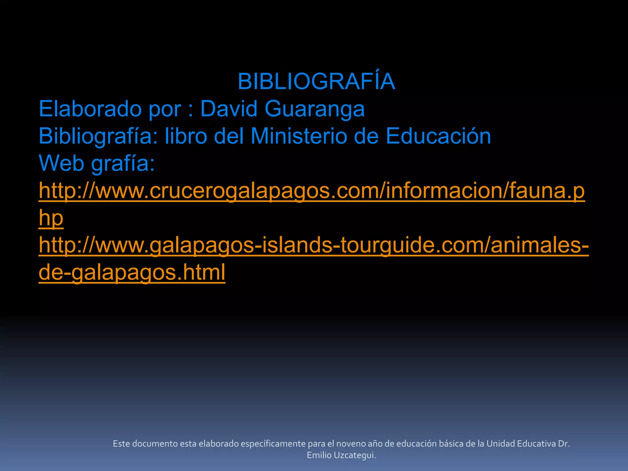 Fauna de las islas galápagos Dr. Emilio Uzcategui | PPT