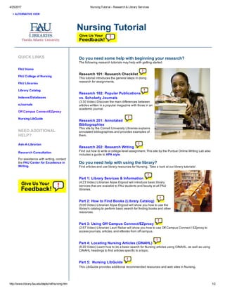 FAU Libraries Nursing Tutorial | PDF