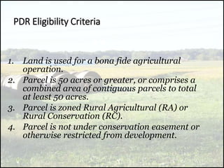 Fauquier County Purchase of Development Rights (PDR) Program | PPT
